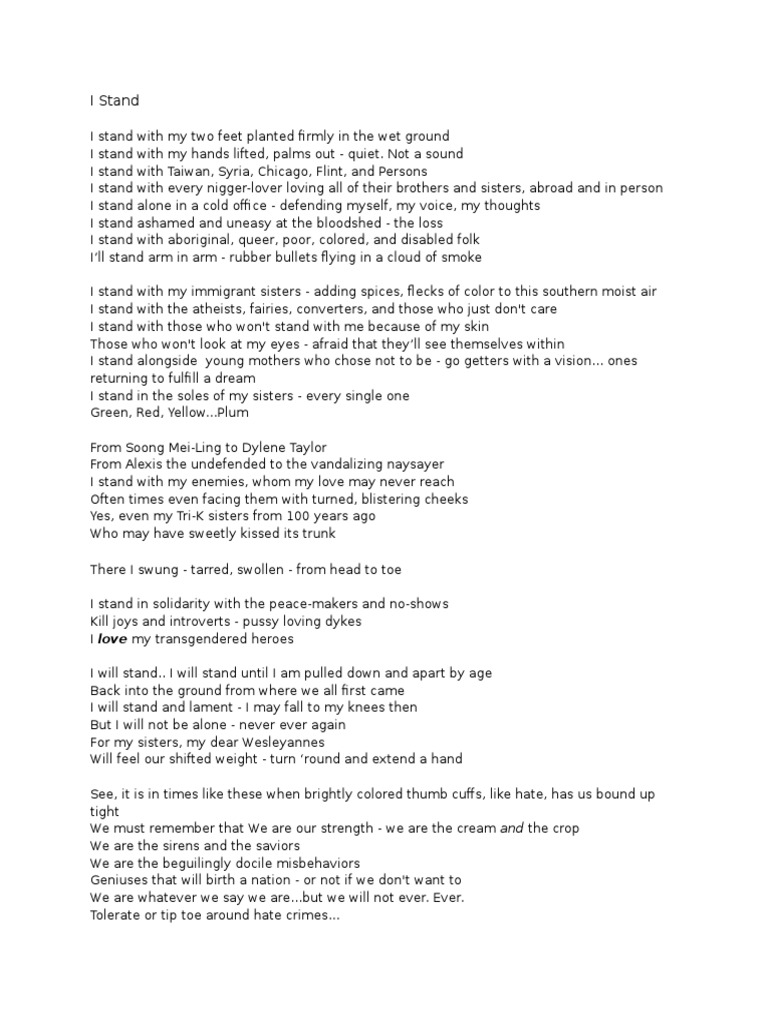 I Stand | PDF | Poetry