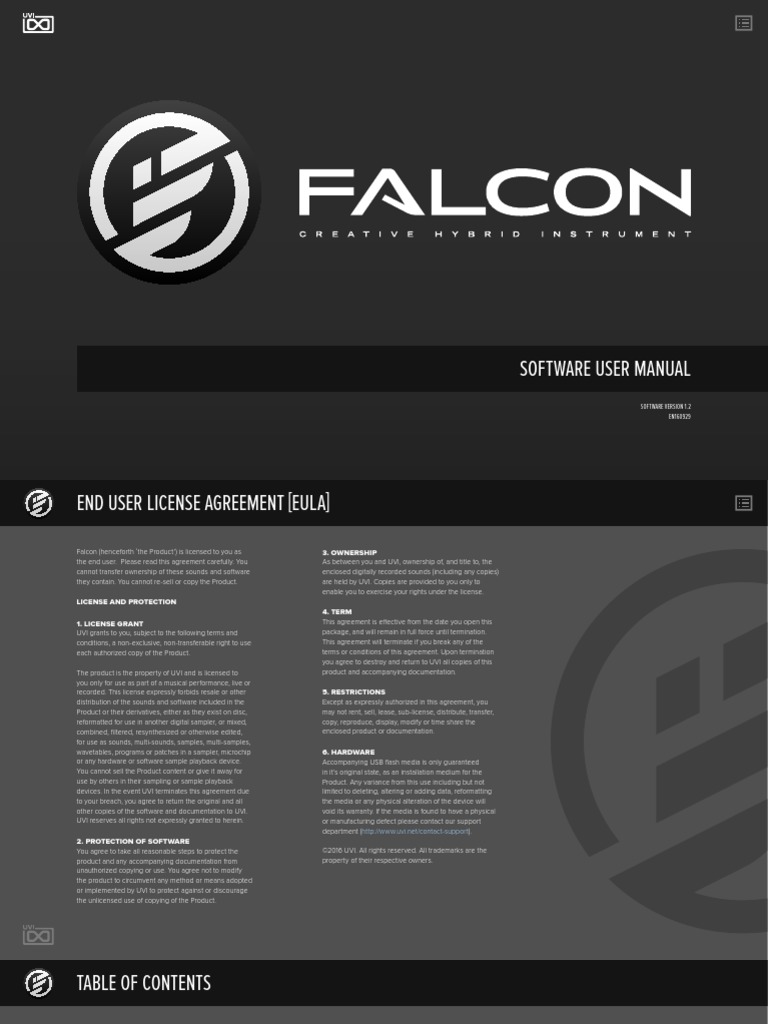 Falcon Manual | PDF | Synthesizer | Sound Technology