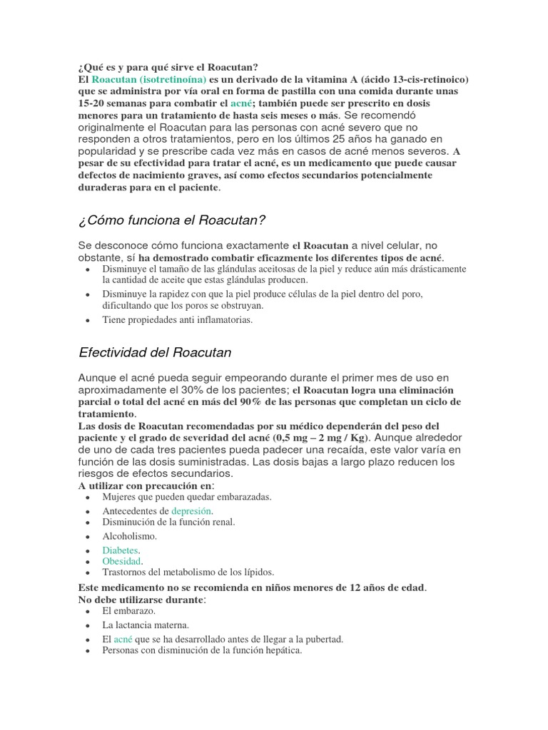 ROACUTAN | PDF | Acné común | Especialidades Medicas
