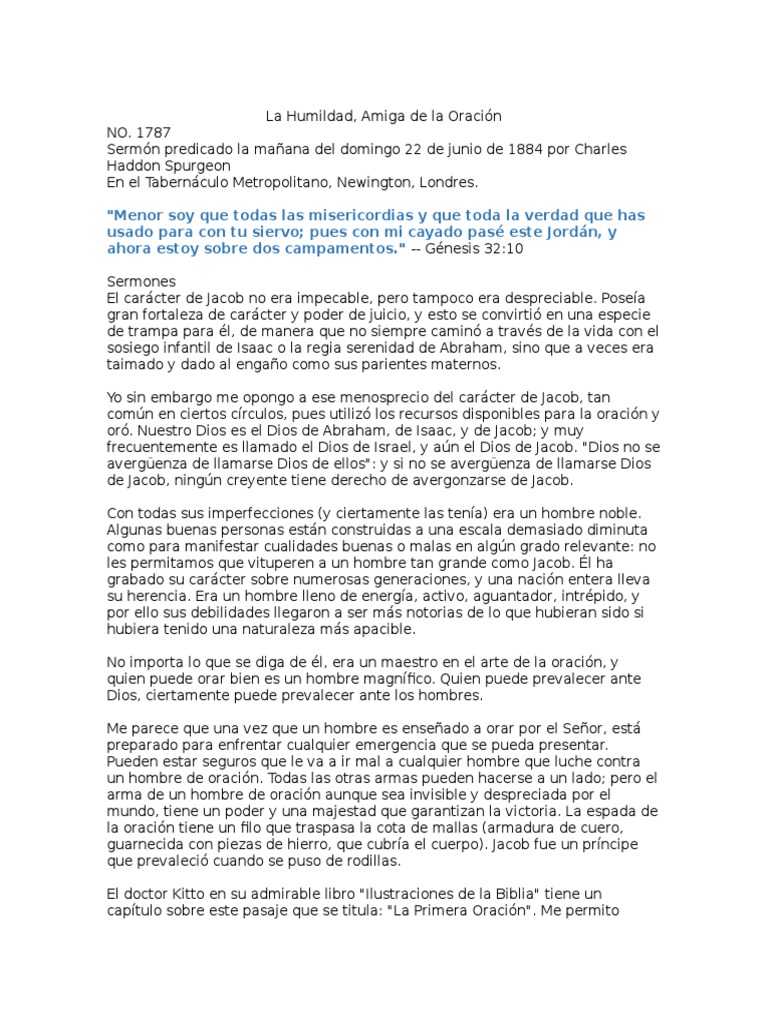 La Humildad | PDF | Jacob | Oración