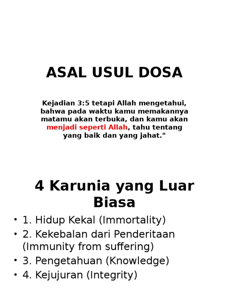 Asal Usul Dosa dan Kesombongan Manusia | PDF