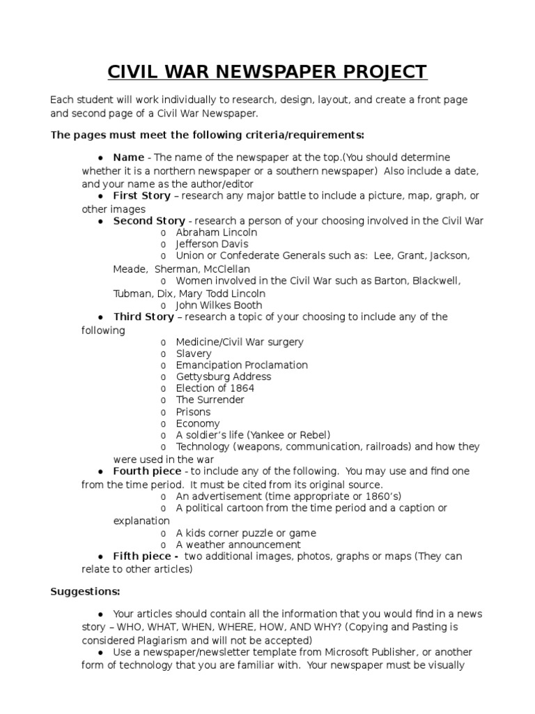 Civil War Newspaper | PDF | American Civil War | Warfare Of The ...