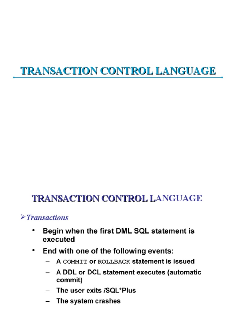 2.1.1 Transaction Control Language | PDF