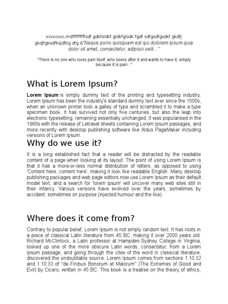What Is Lorem Ipsum?: "Neque Porro Quisquam Est Qui Dolorem Ipsum Quia Dolor Sit Amet ...