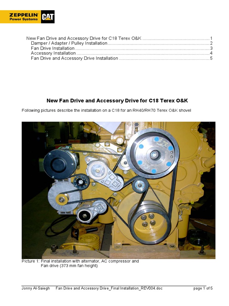 C18 Terex O&K Drive Installation Guide | PDF | Belt (Mechanical) | Screw