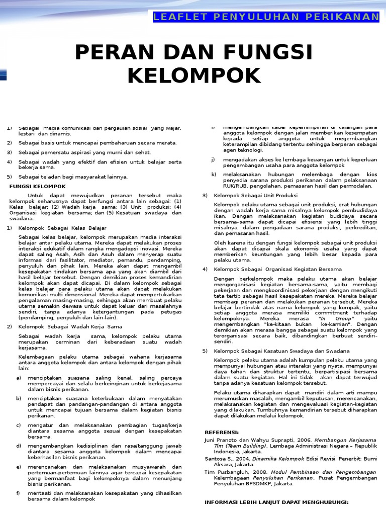 Contoh - Leaflet 43 - Peran Contoh - Dan Fungsi Kelompok | PDF | Karier ...
