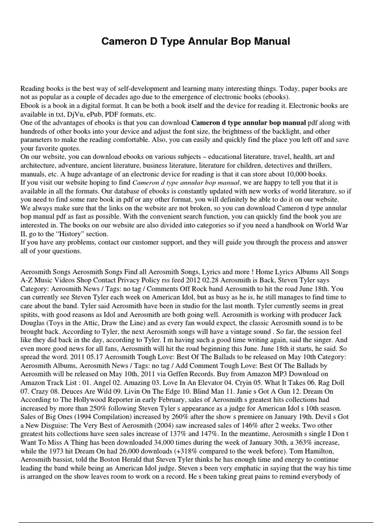 Cameron D Type Annular Bop Manual | PDF