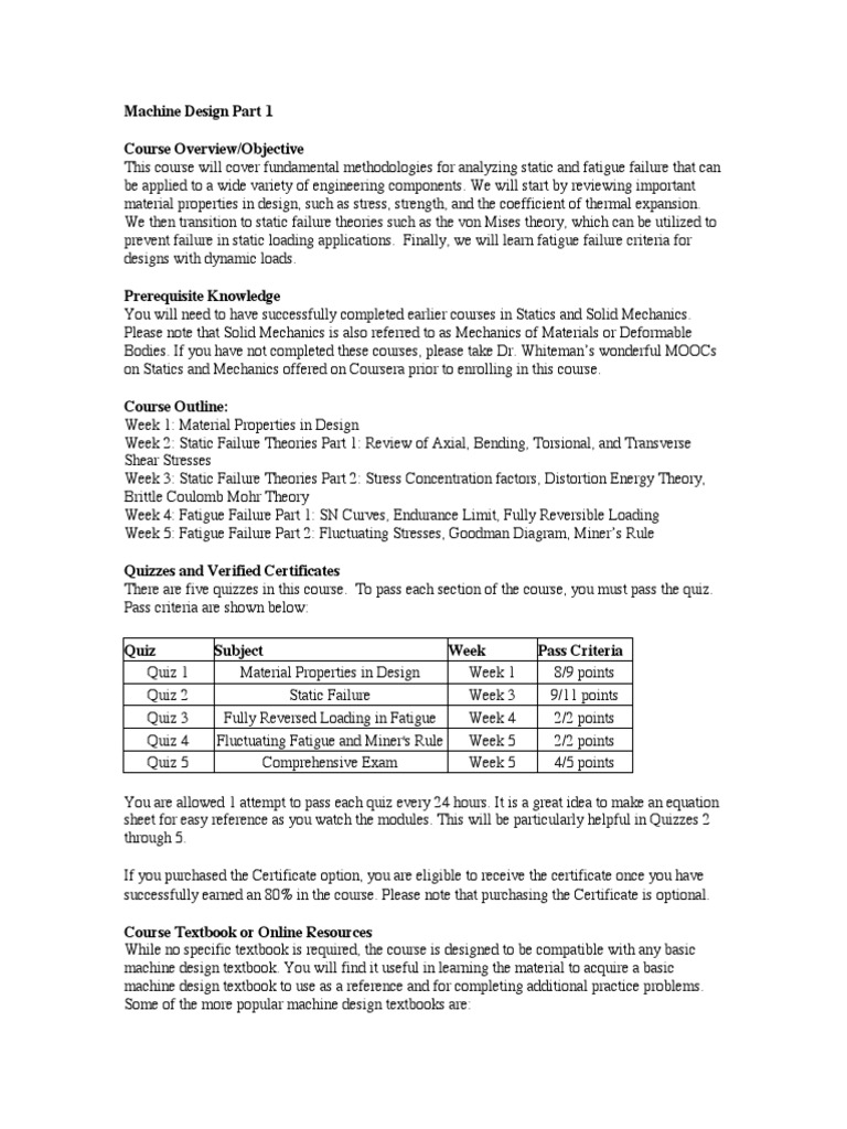Machine Design Part 1 Syllabus | PDF | Strength Of Materials | Fatigue ...
