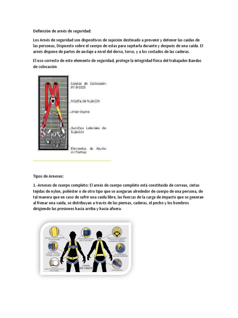Definición de Arnés de Seguridad | PDF | Cinturón de seguridad | Cuerda
