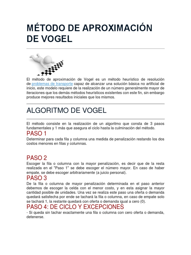 Método de Aproximación de Vogel | PDF | Programación lineal | Oferta (economía)