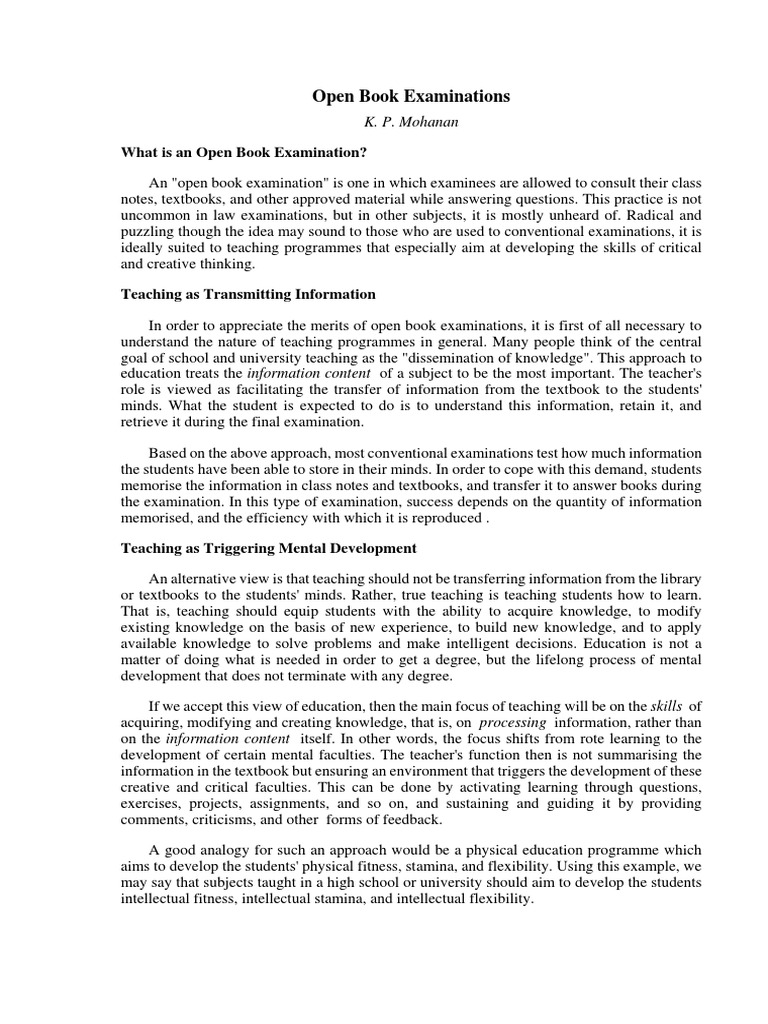 Open Book | PDF | Test (Assessment) | Textbook