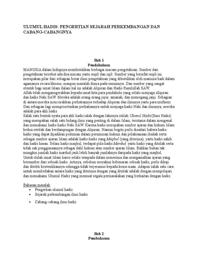 Ulumul Hadits | PDF | Agama & Spiritualitas