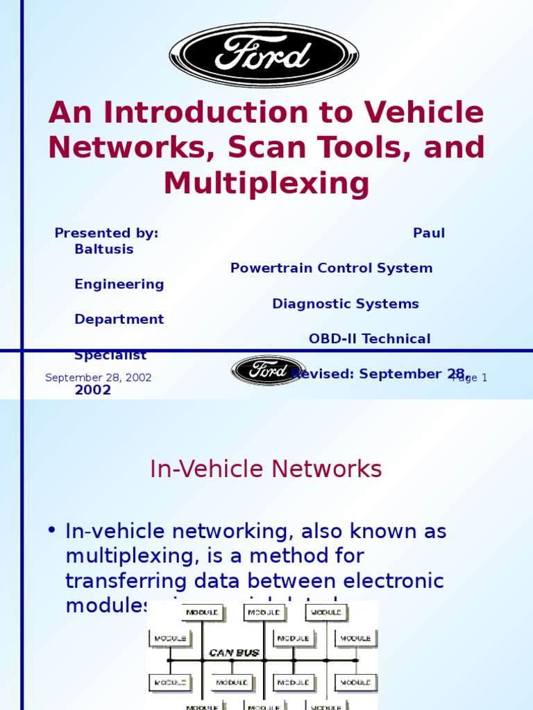 An Introduction to Vehicle Networks: Understanding In-Vehicle ...