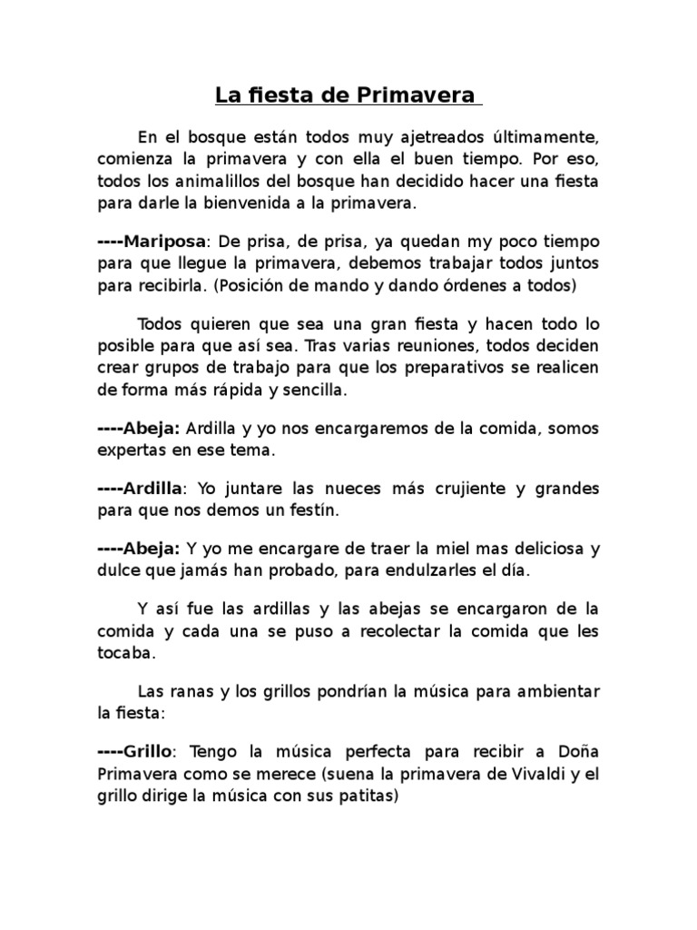 Cuento La Fiesta de Primavera | PDF