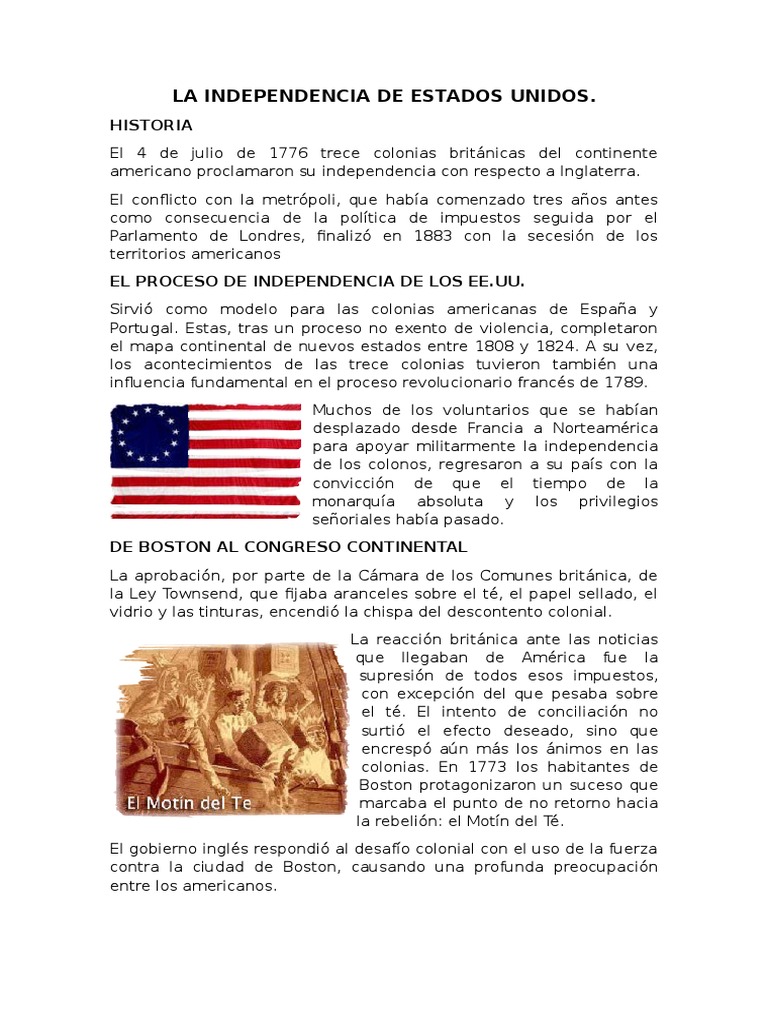 La Independencia de Estados Unidos | PDF | Declaración de independencia ...