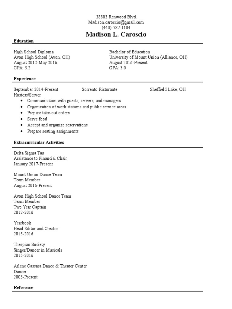 Maddy Caroscio - Resume | PDF