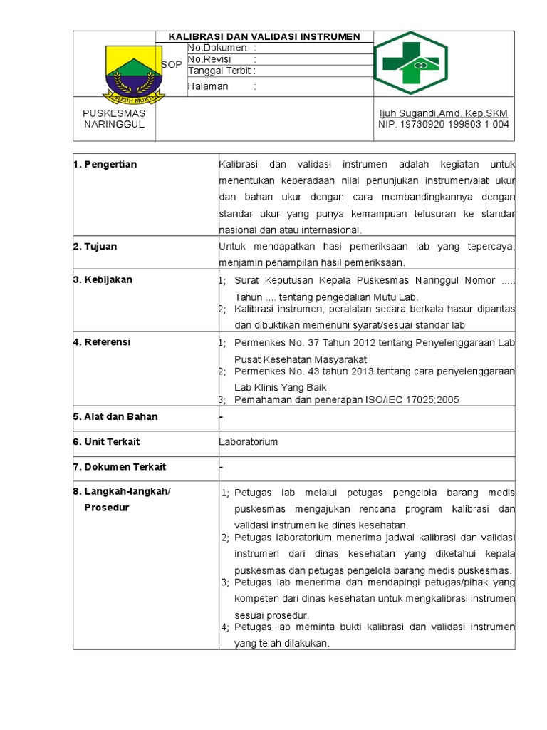 8.1.7.2.kalibrasi Dan Validasi Instrumen | PDF