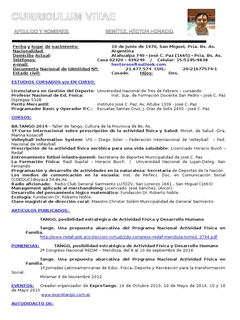 Benitez Hector Curriculum Vitae-2 | PDF | Informática y tecnología de la información | Software