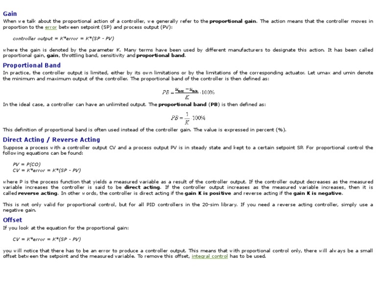 20-Sim Webhelp - Library - Signal - Control - PID Control - Proportional Control | PDF | Control ...
