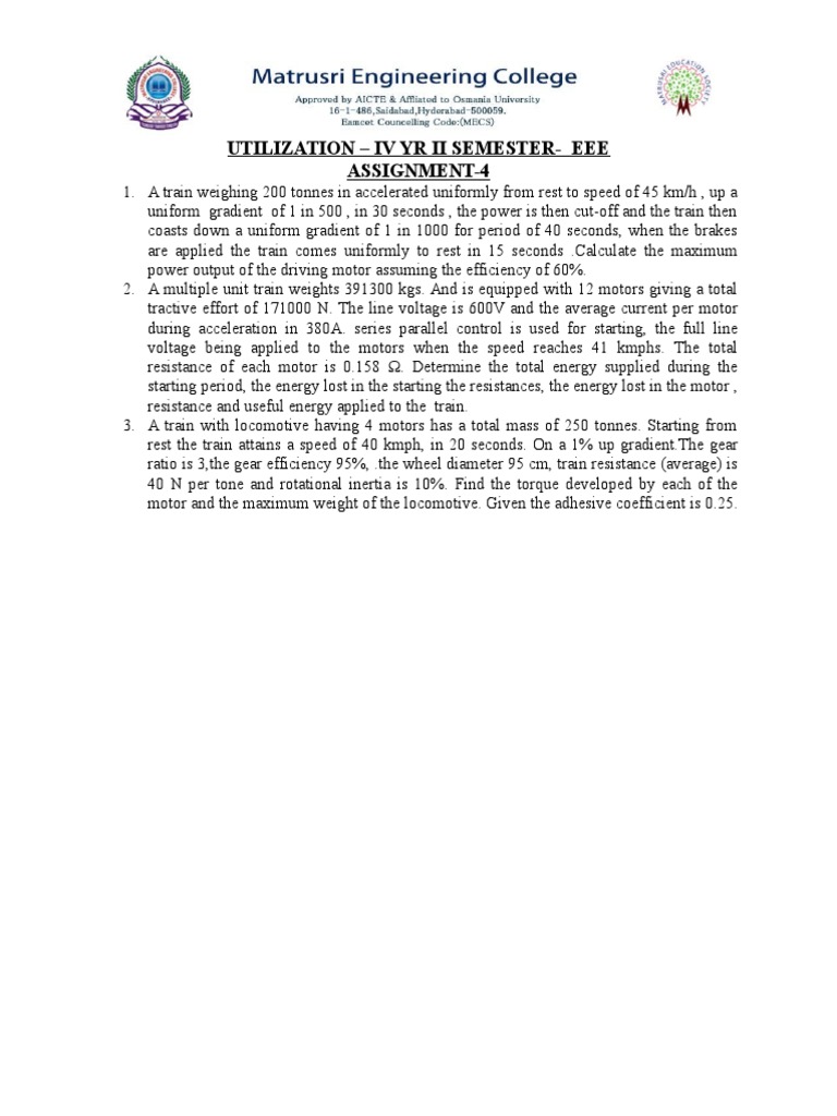 Utilization - Iv Yr Ii Semester-Eee Assignment-4 | PDF | Science & Mathematics | Technology ...