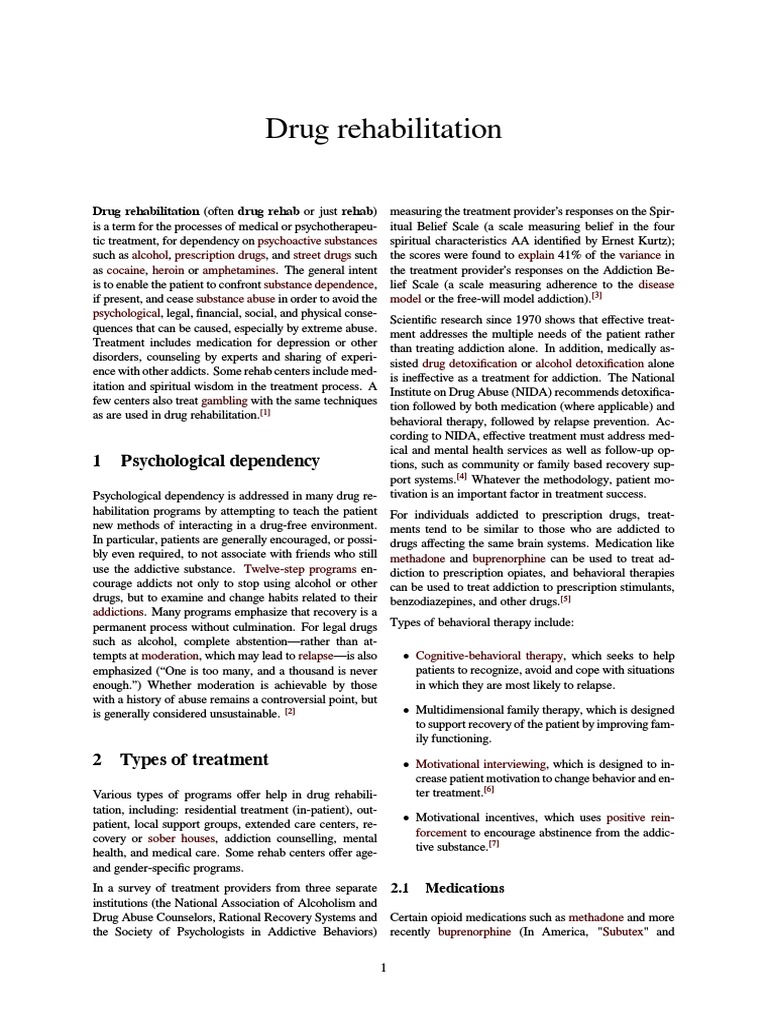 Drug Rehabilitation | PDF | Drug Rehabilitation | Substance Dependence