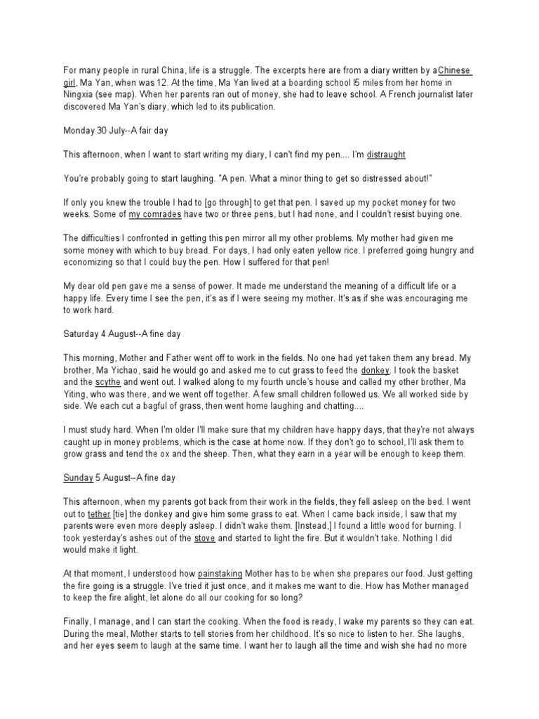 The Diary of Ma Yan | PDF | Lunch