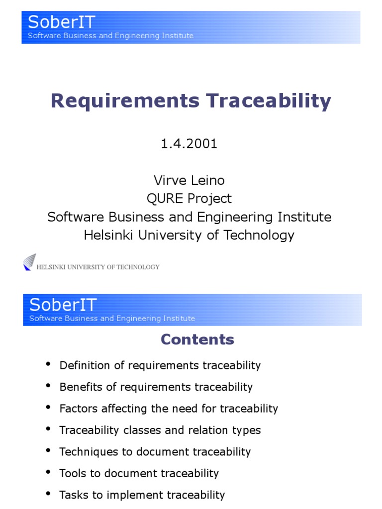 Requirements Traceability: Soberit | PDF | Systems Theory | Information Management