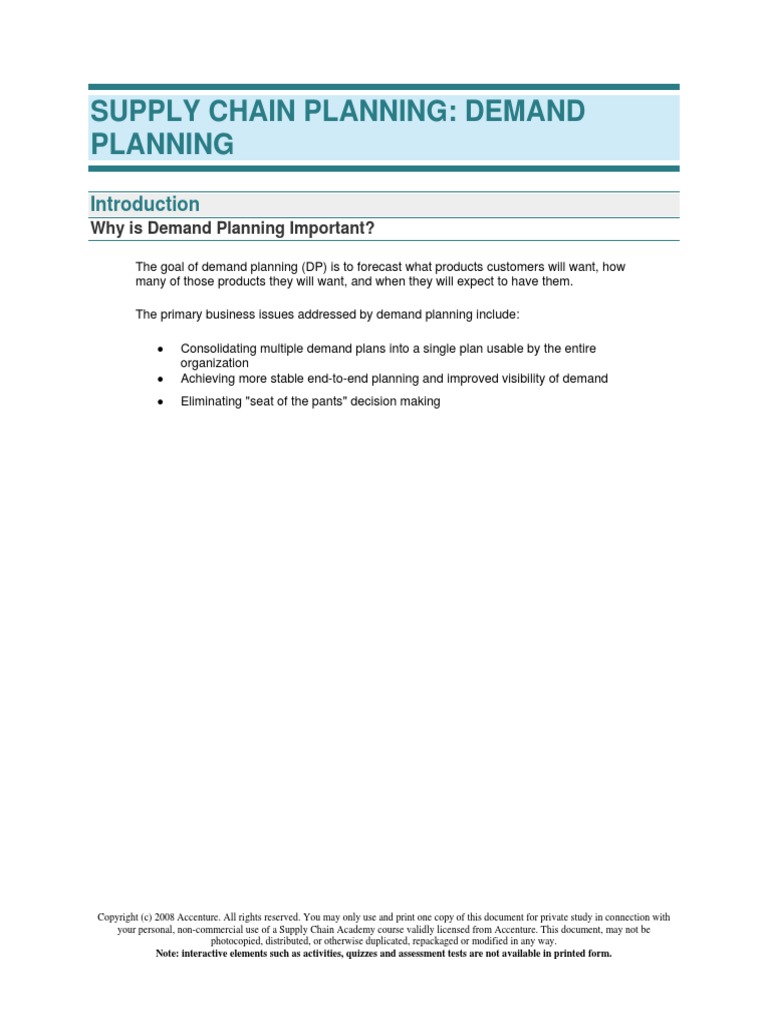 Supply Chain Planning Demand Planning Pdf Pdf Forecasting Photocopier
