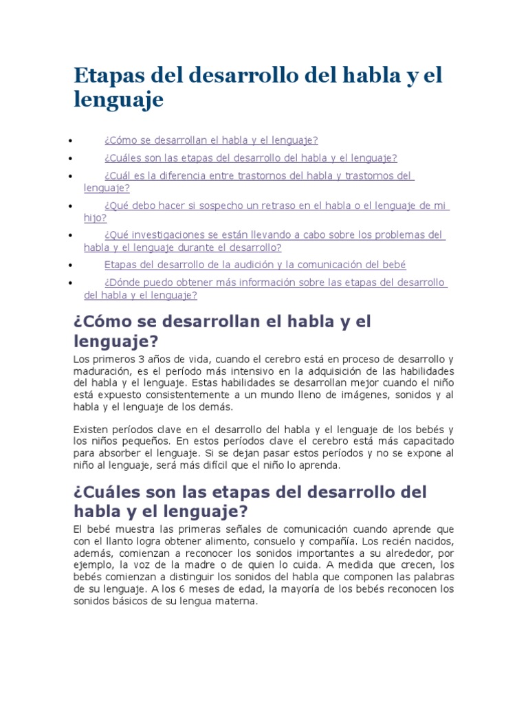 Etapas Del Desarrollo Del Habla y El Lenguaje | PDF | Autismo | Semiótica