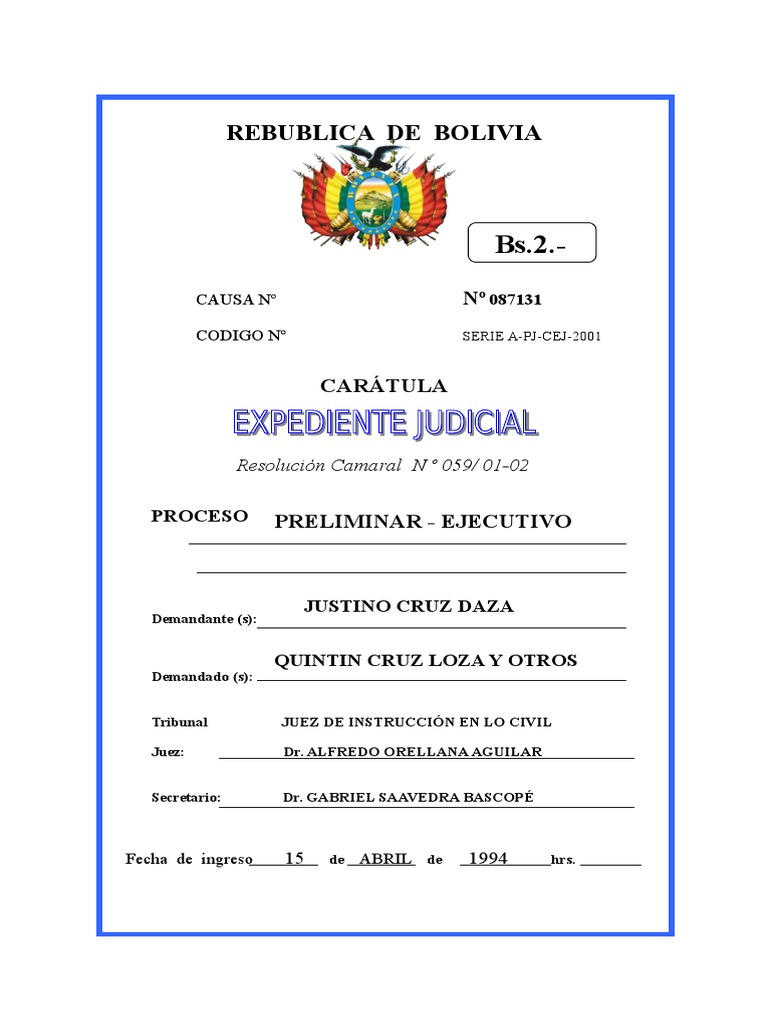 Caratula de Expediente Judicial | PDF