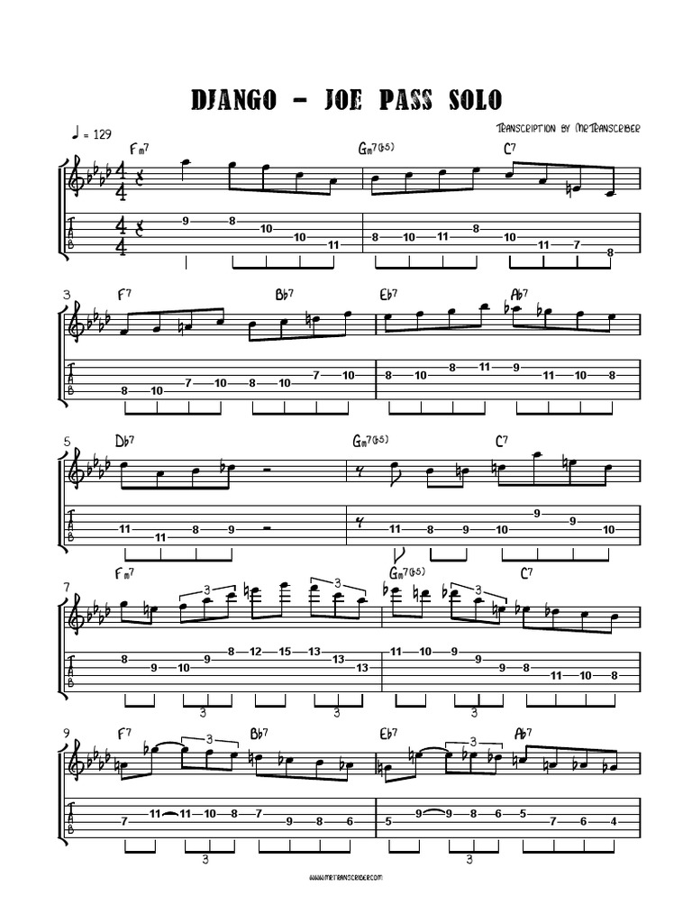 Django - Joe Pass Solo Tab | PDF