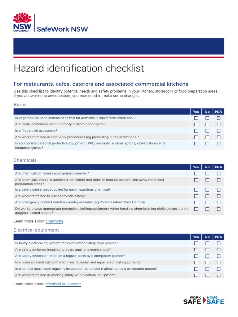 Hazard Identification Checklist | Download Free PDF | Knife | Personal ...