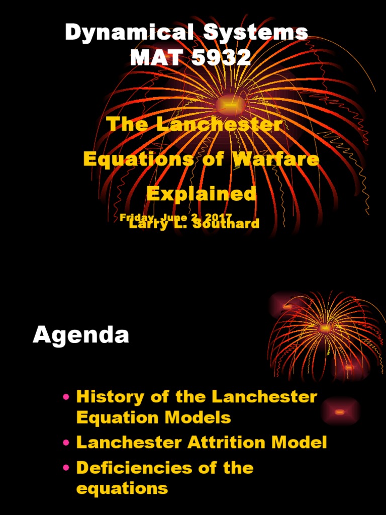 Lanchester Equation For MAT 5932 | PDF | Equations | Teaching Mathematics