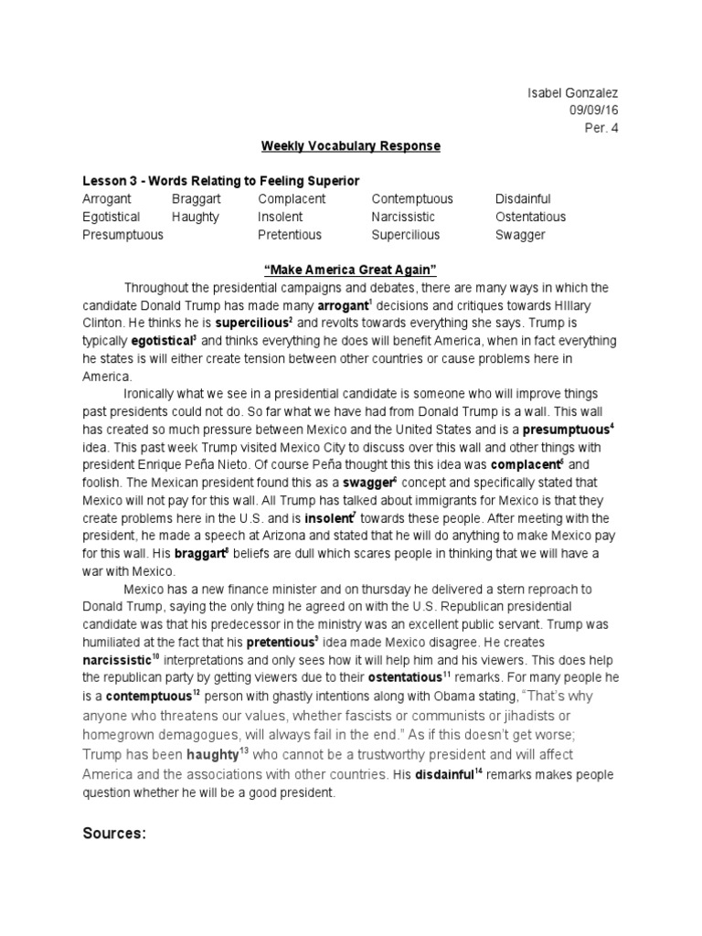 Vocab 3 | PDF | Donald Trump Presidential Campaign, 2016 | Donald Trump