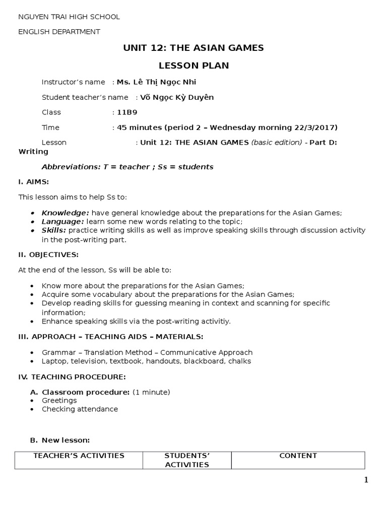 Grade 11 - UNIT 12 Writing | PDF | Lesson Plan | Teachers