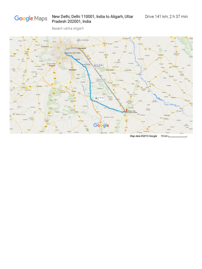 Route Map Delhi - Aligarh | PDF