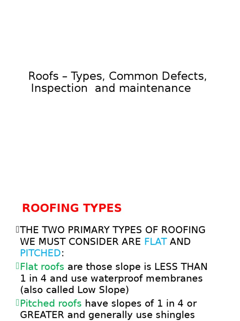 Roofs - Types, Common Defects, Inspection and Maintenance | PDF | Roof ...