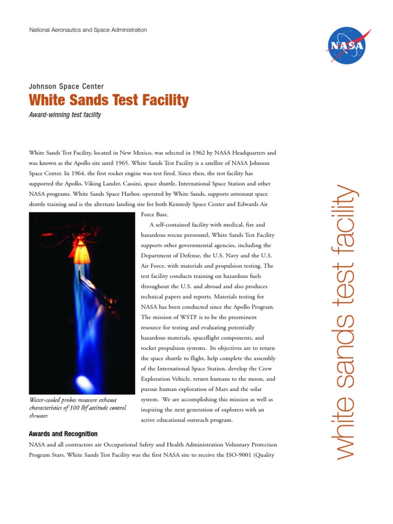 NASA 160414main White Sands Fact Sheet | PDF | Nasa | Apollo Program