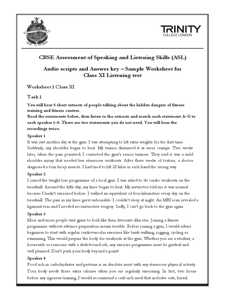 Sample Audio Scripts Key Class XI | Public Transport | Vegetarianism