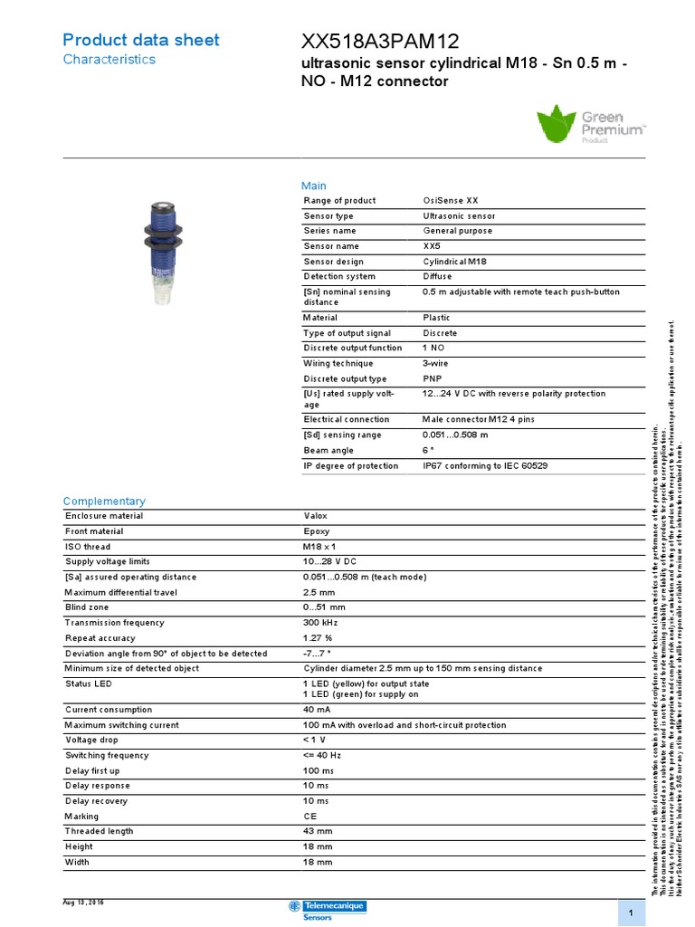 Osisense XX Xx518a3pam12 | PDF | Ultrasound | Electrical Connector