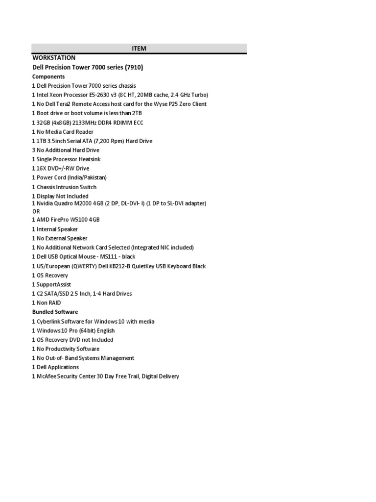 Dell Precision Tower 7910 Specifications | PDF | Games & Activities ...