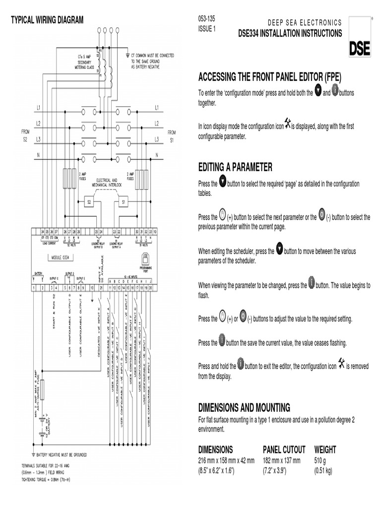 DSE334 Installation Instructions | PDF | Mains Electricity | Computer Engineering