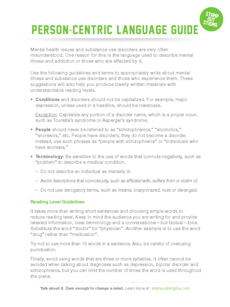 Person - Centric Language Guide: Conditions and Disorders Should Not Be ...