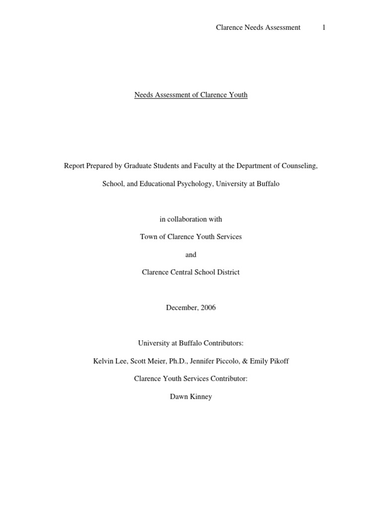 Youth Needs Assessment | Download Free PDF | Needs Assessment | Survey ...