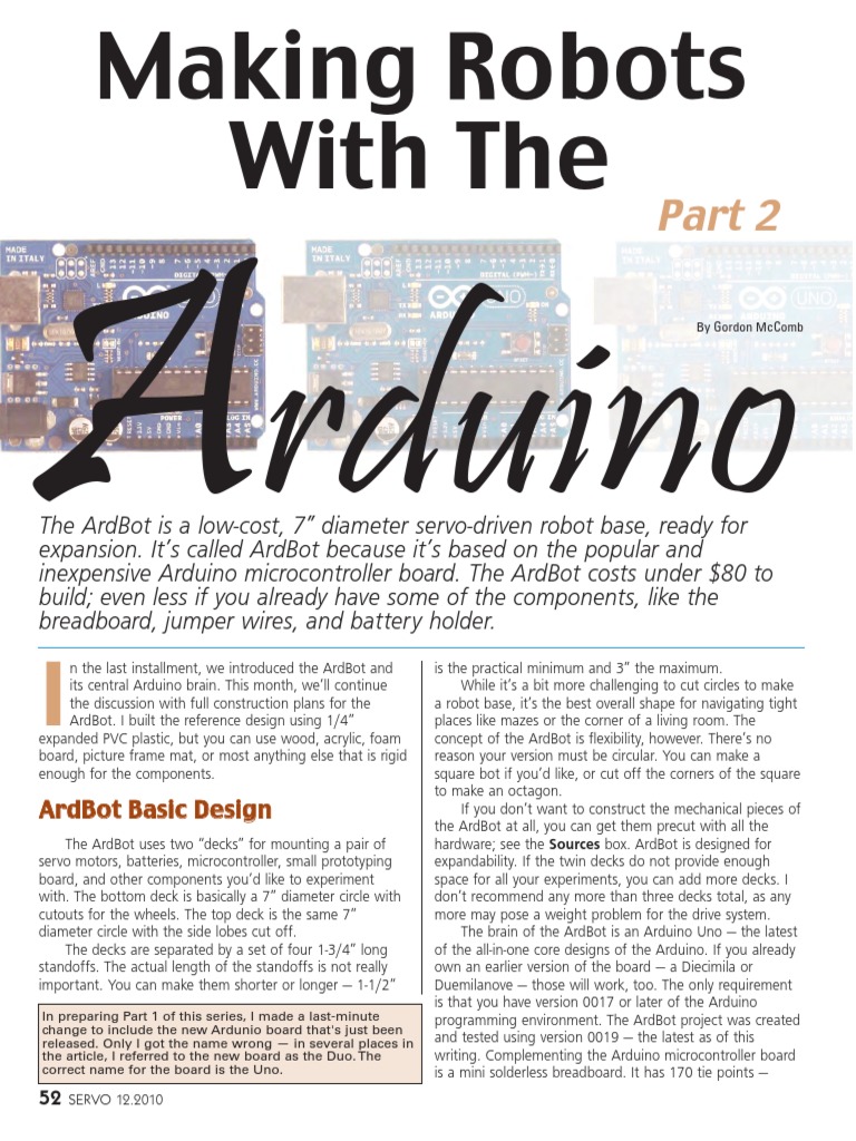 Making Robots With Arduino 2 Pdf Pdf Arduino Electrical Connector