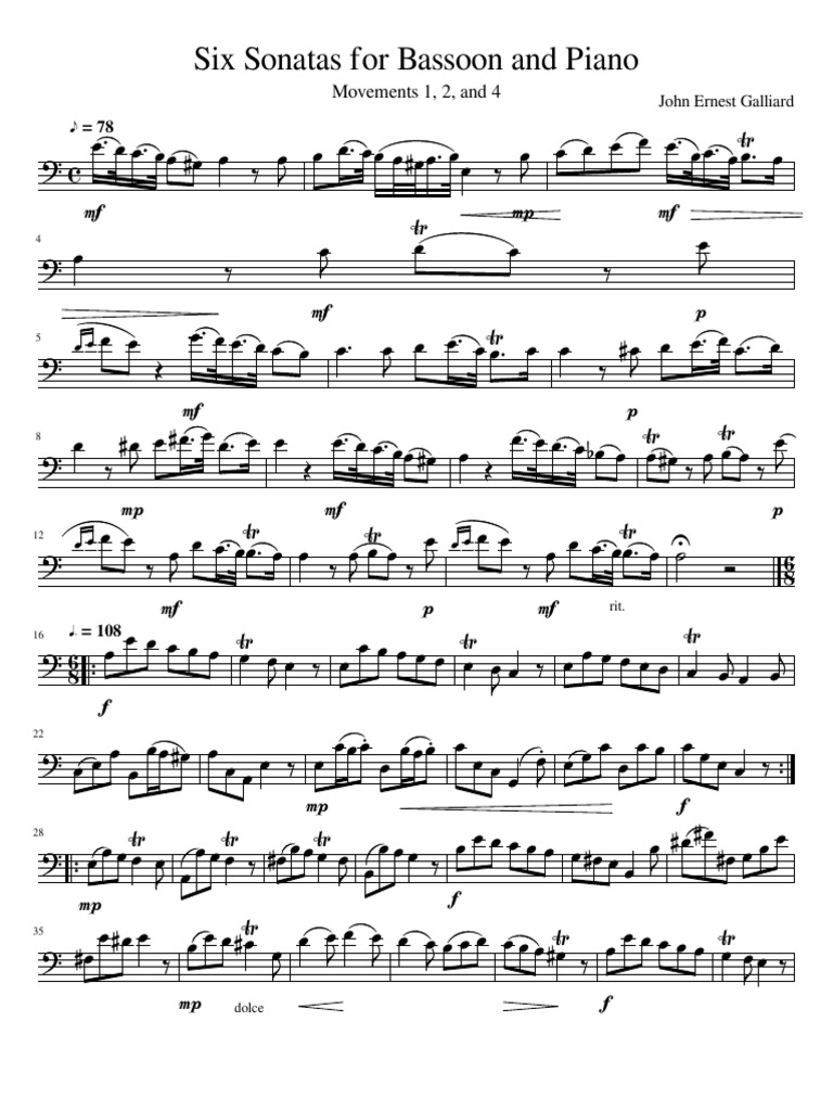 Six Sonatas For Bassoon and Piano | PDF | Musical Compositions ...