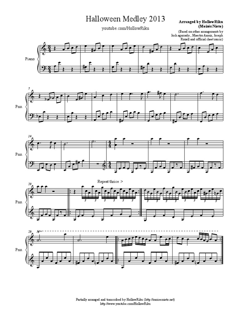 Halloween Piano Medley 3013 Sheet Music | PDF