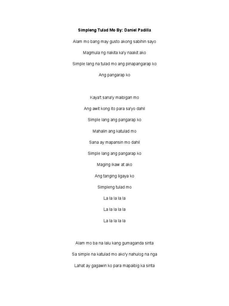Simpleng Tulad Mo Lyrics | PDF