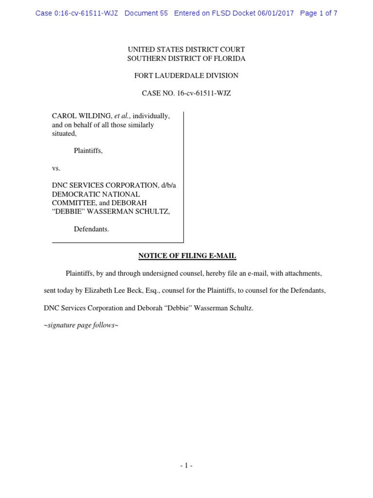 Doc. 55 NOTICE OF FILING E-MAIL DWS | PDF | Litigation | Government ...