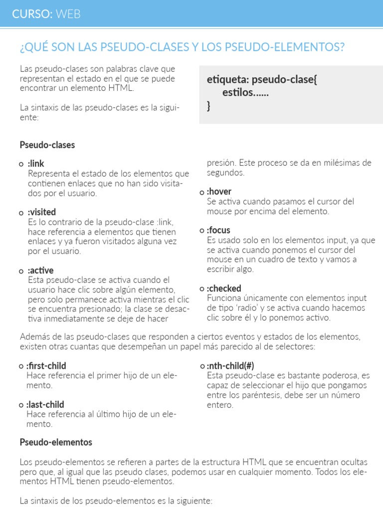 Pseudo Clases | PDF | HTML | Point and Click